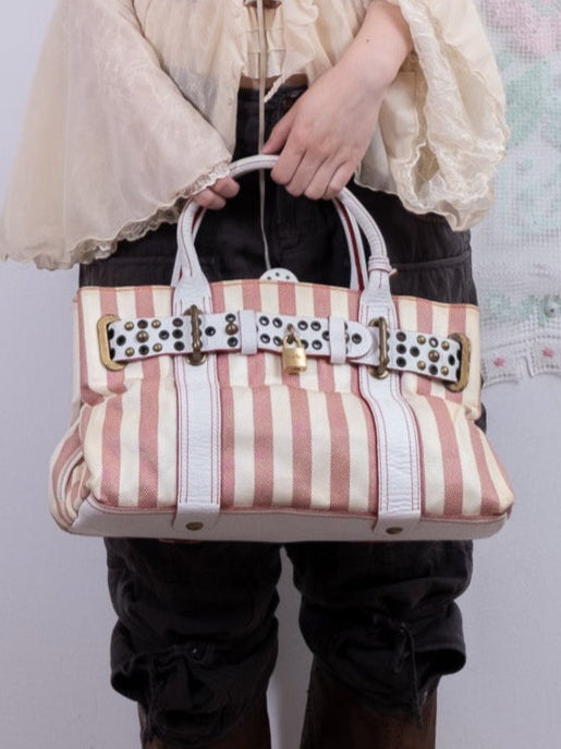 LUELLA REAL LEATHER RED STRIPED STUDDED TOTE BAG – Taro's Wish