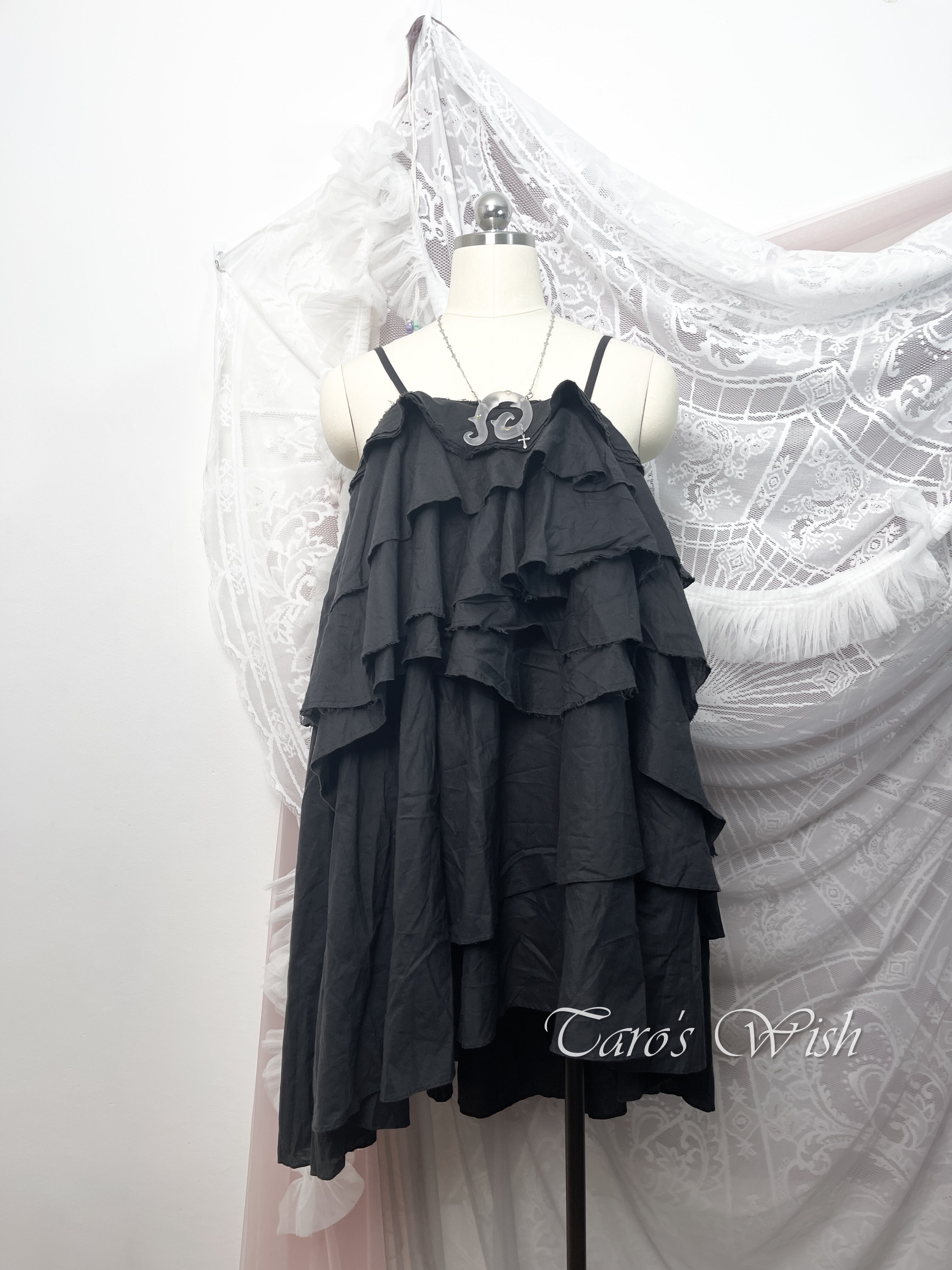 Fur Fur Puff Layers Dress in Black – Taro's Wish